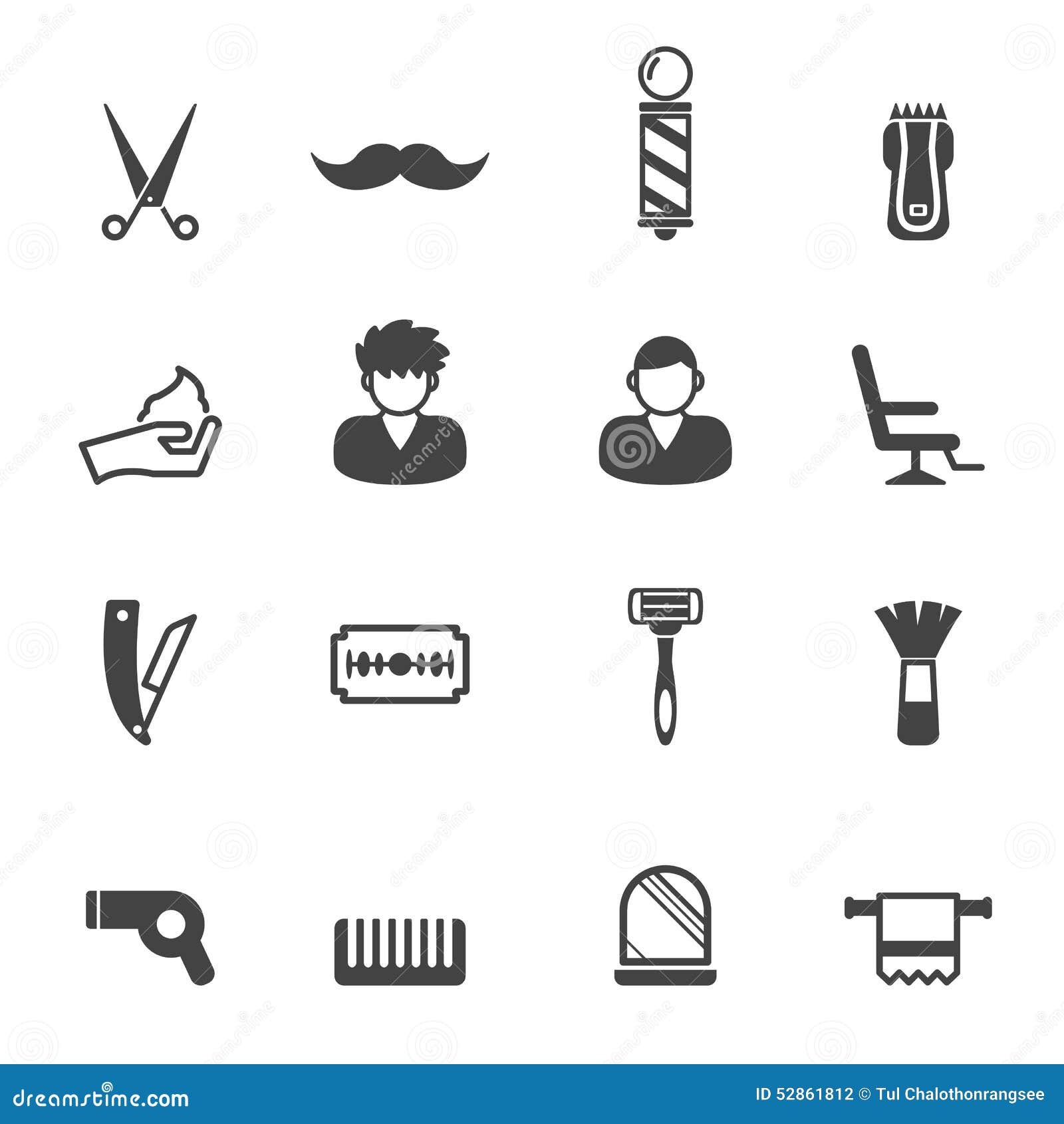 Barber icons stock vector. Illustration of isolated, barber - 52861812