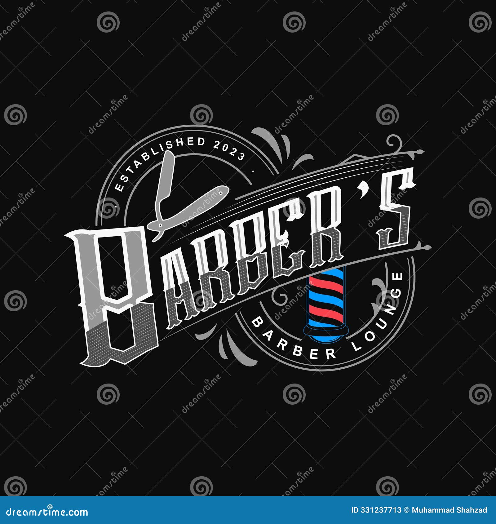 Barber Lounge Logo Design Idea in Vector Stock Vector - Illustration of ...