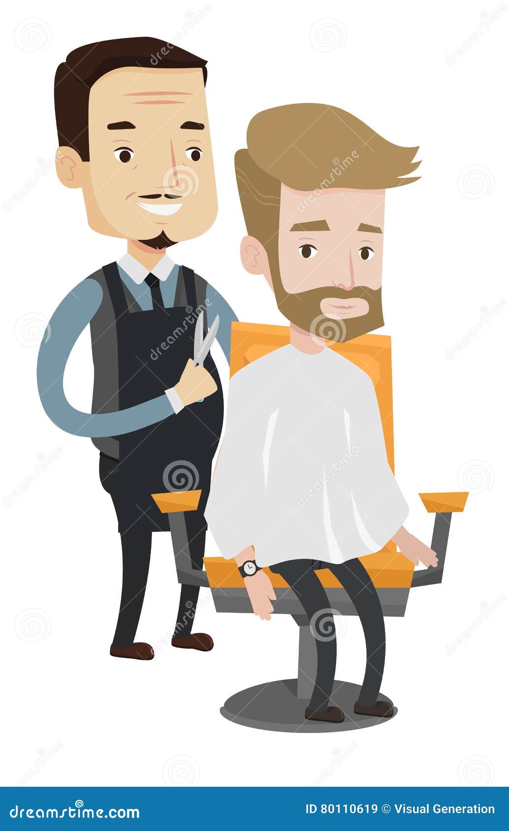 Barber Making Haircut To Young Man. Stock Vector - Illustration of ... Barber Making Haircut To Young Man. Stock Vector - Illustration of ...