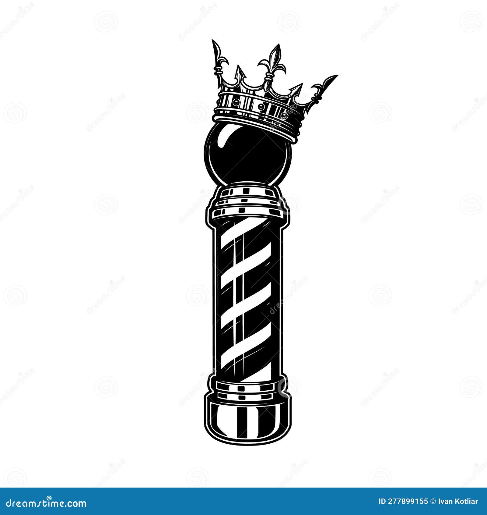 Barber Pole with King Crown. Design Element for Logo, Label, Sign ...