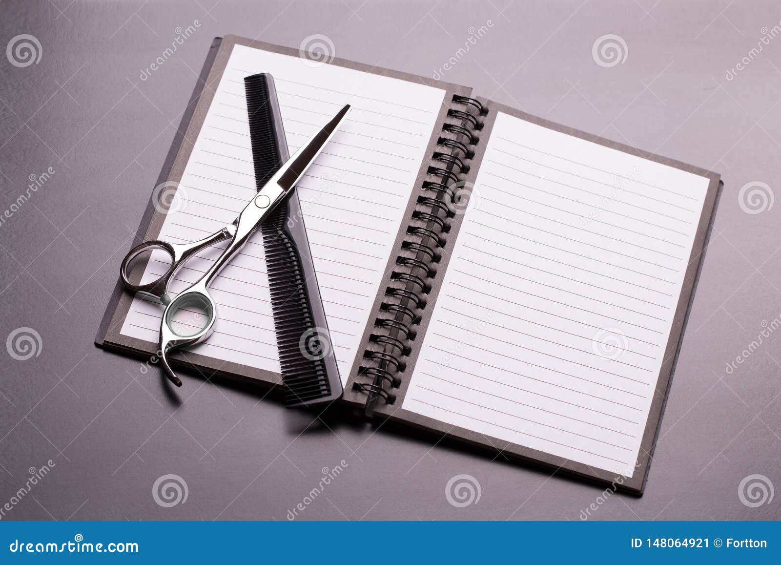 Barber Scissors and Open Note Book Stock Image - Image of meeting ...