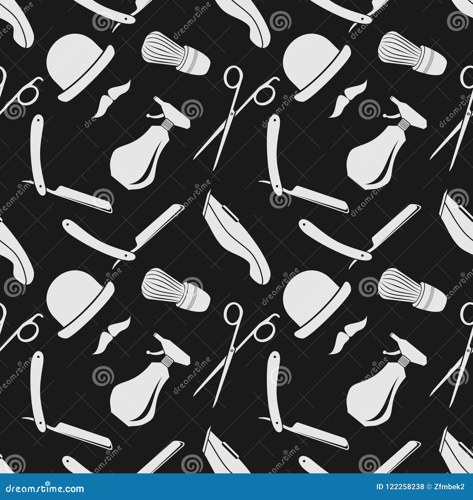 Barber Shop Background, Seamless Pattern. Vector Illustration Stock ...