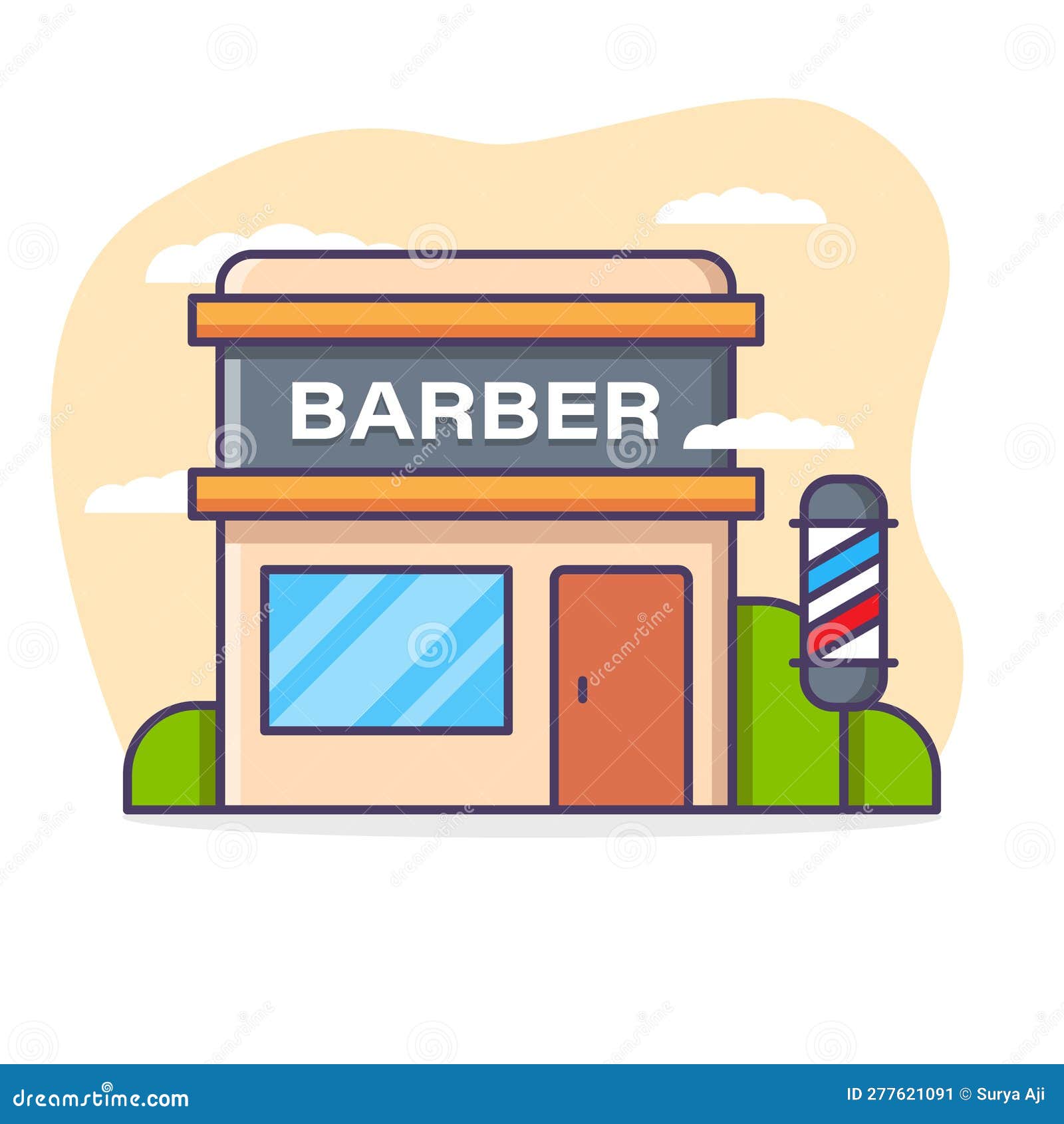Barber Shop Building Cartoon Illustration Stock Vector - Illustration ...