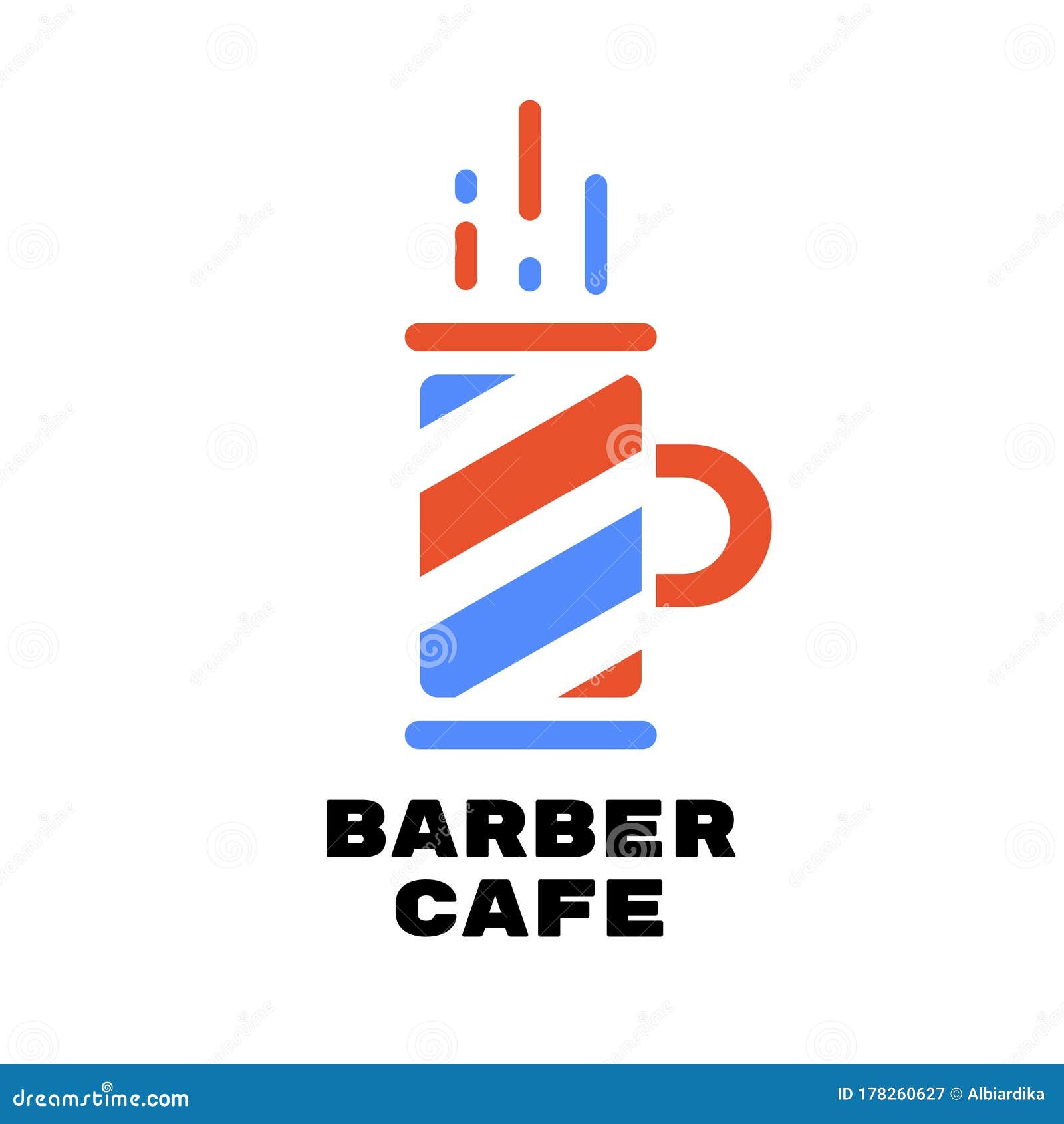 Red Blue Barber Shop Cafe Coffee Mug Logo Concept Design Stock Vector ...