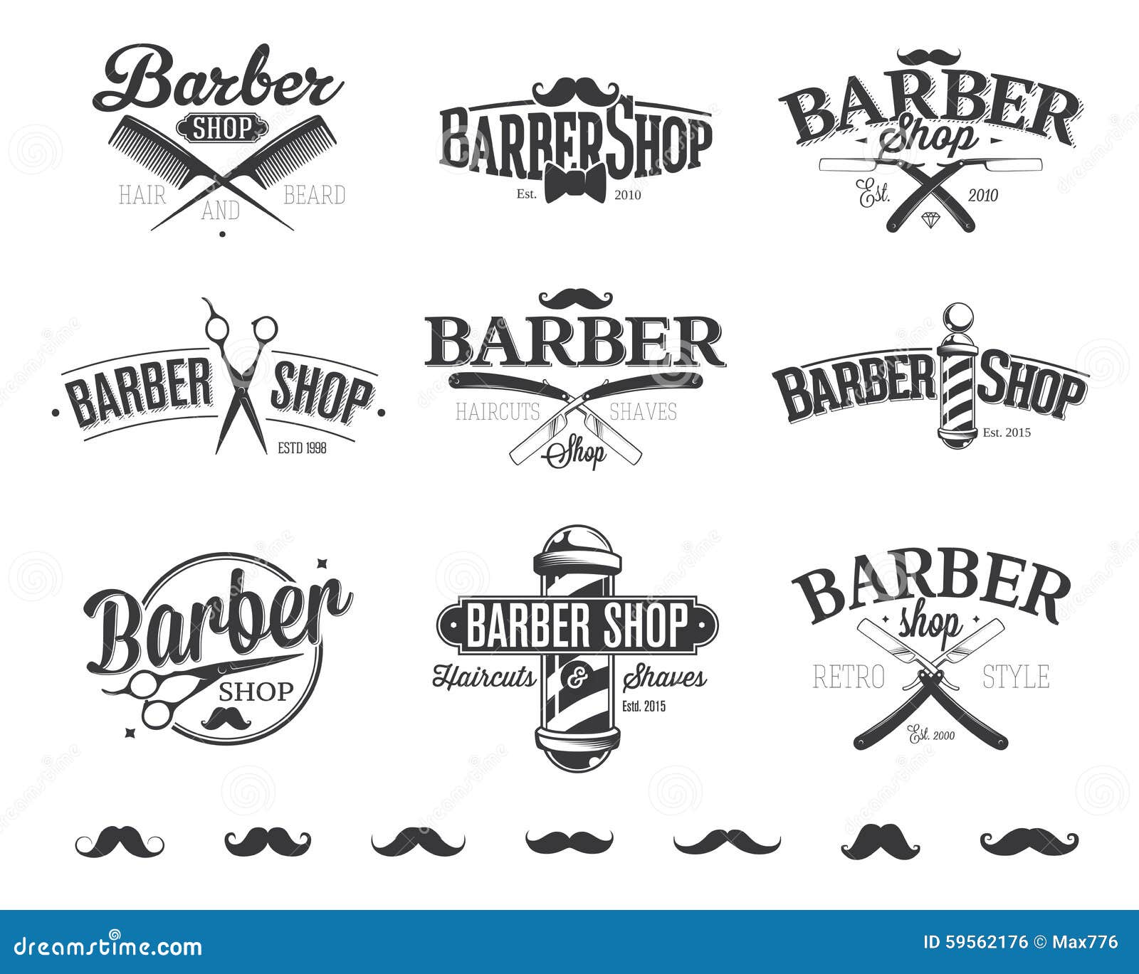 Barber Shop Emblems Tipográfica Ilustração do Vetor - Ilustração de ...