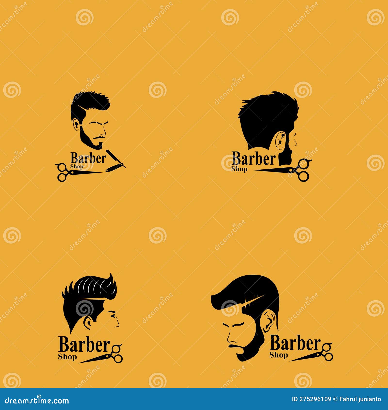 Barber Shop Hair Style Silhouette Vector Template Stock Illustration ...