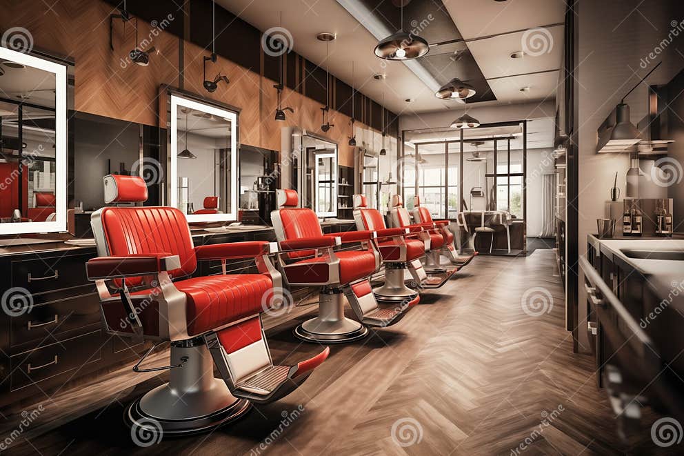 BarberShop Interior, Modern Design, Barber Chairs, Men Grooming ...