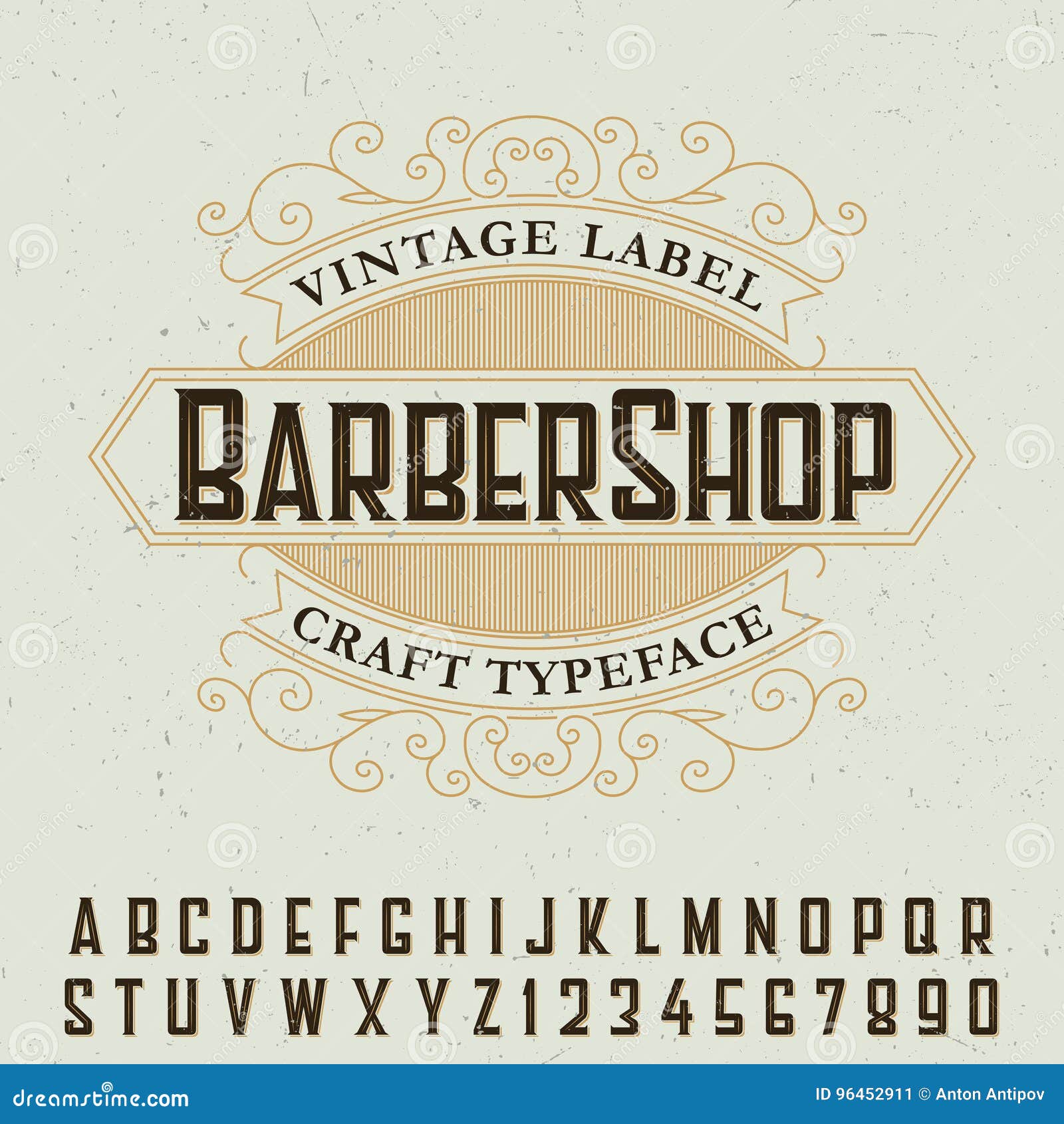 Barber Shop Label Font Poster Stock Vector - Illustration of frame ...