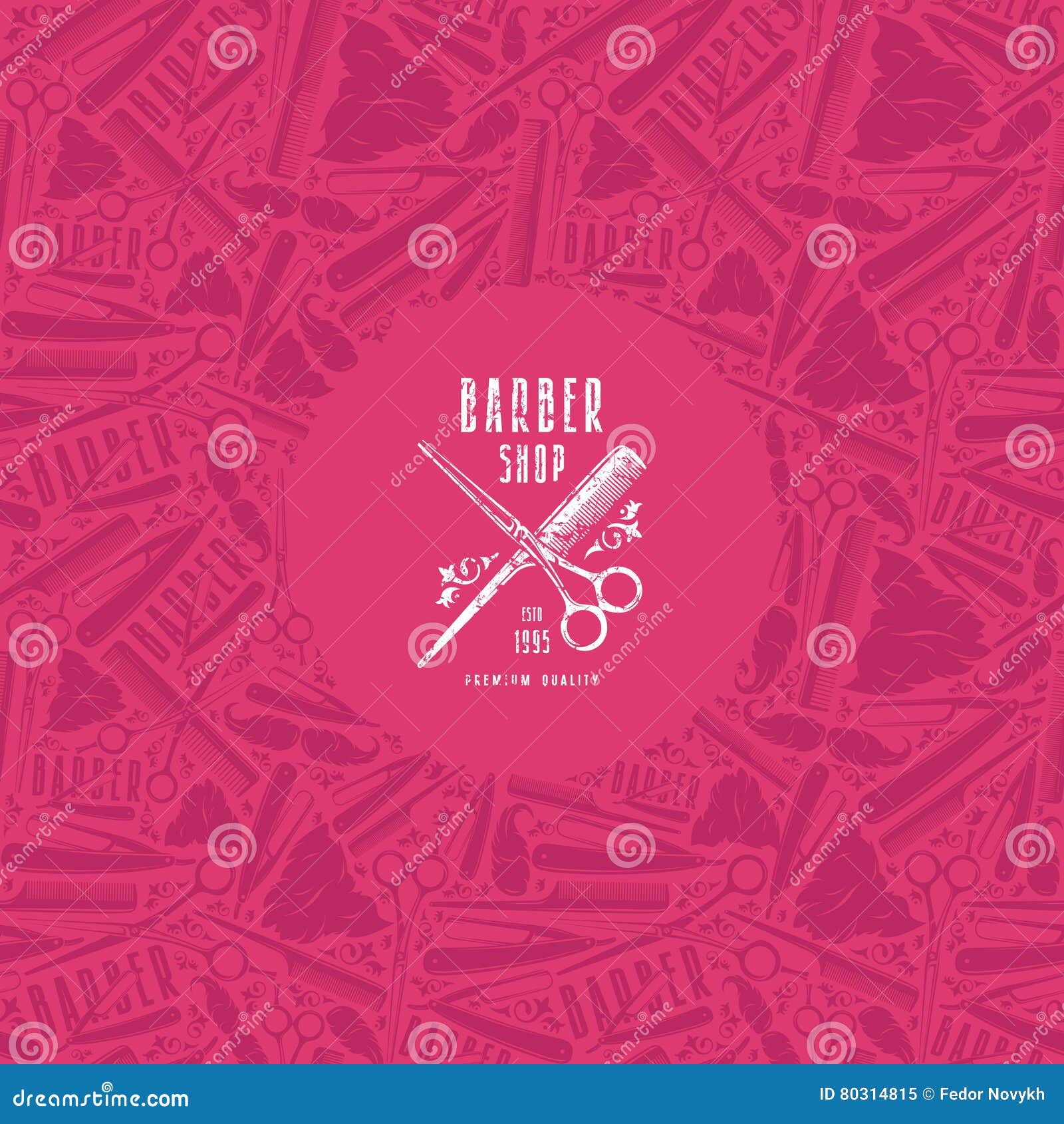 Barber Shop Label and Frame with Pattern Stock Vector - Illustration of ...