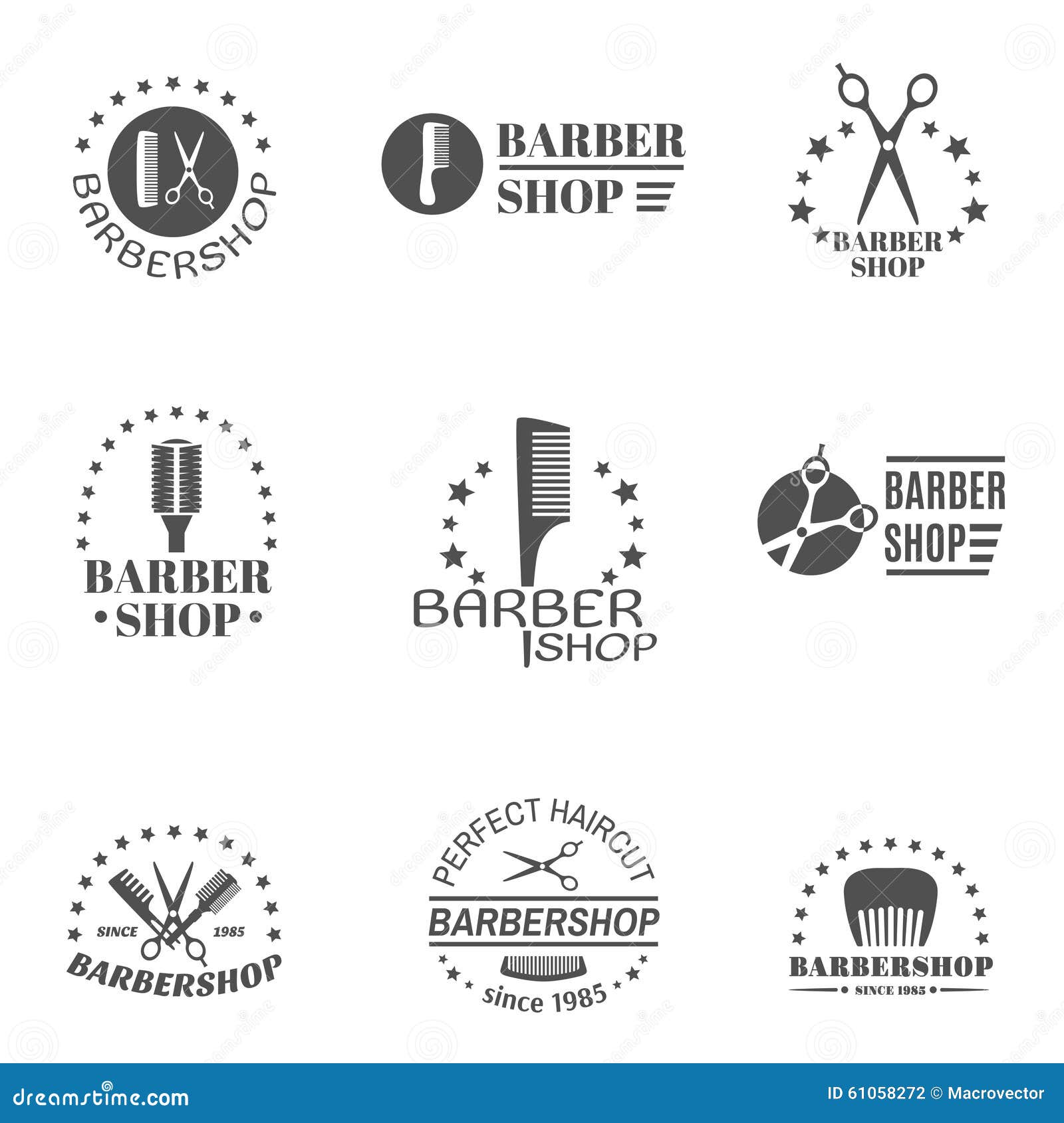 Barber Shop Label Set stock vector. Illustration of black - 61058272