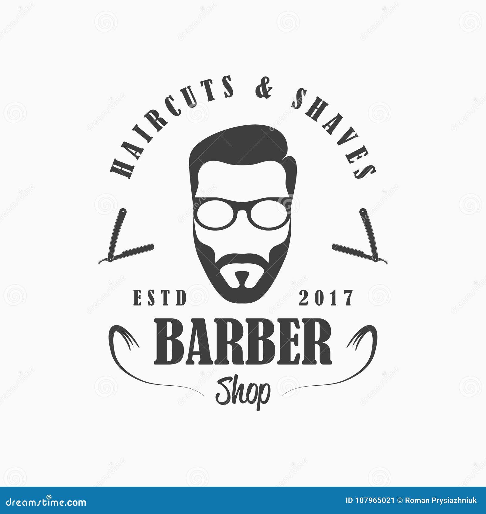 Barber Shop Logo Hairdressing Salon Template Emblem With Face Man With