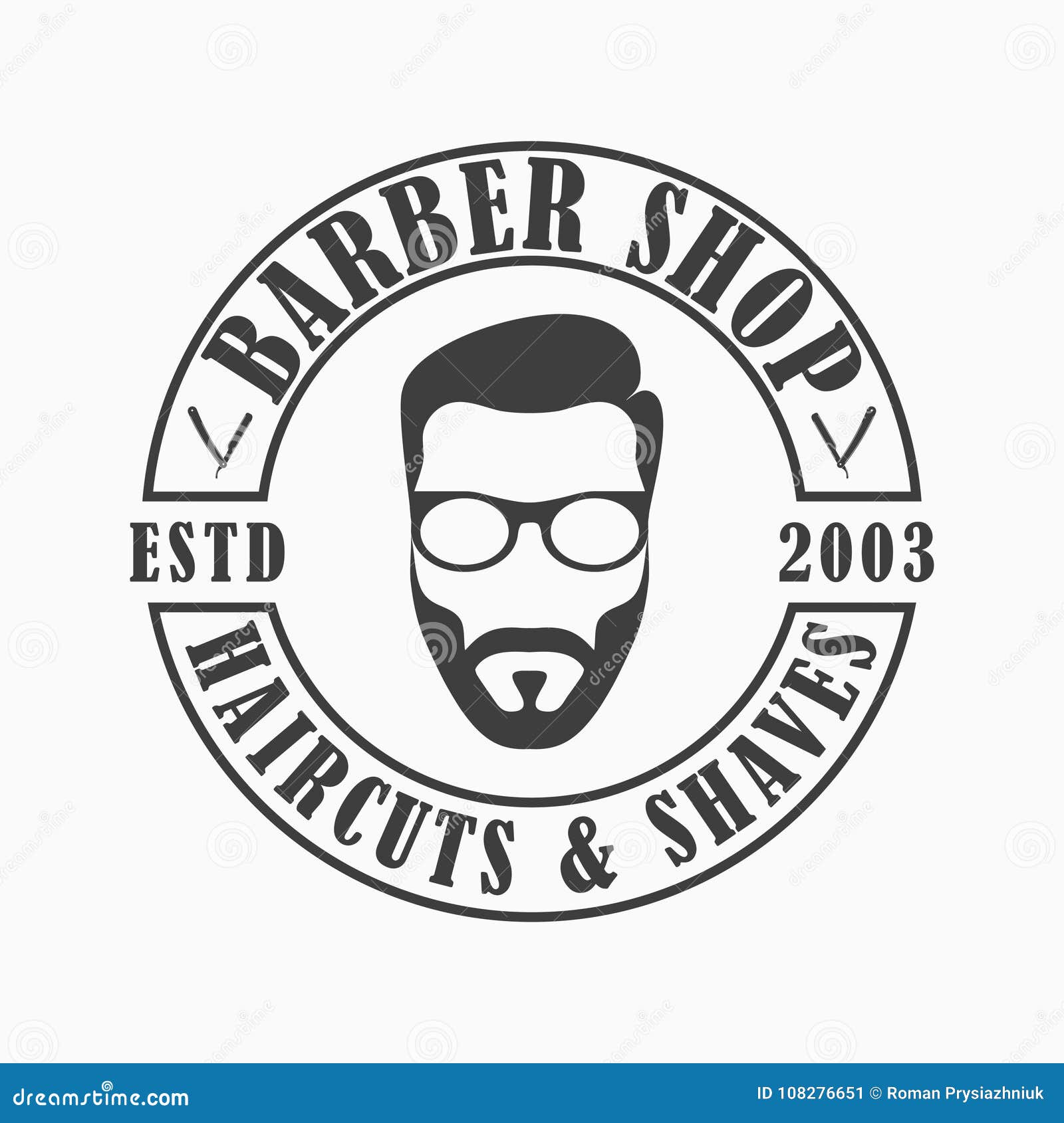 Barber Shop Logo. Template Emblem of Hairdressing Salon with Face Man ... Barber Shop Logo. Template Emblem of Hairdressing Salon with Face Man ...
