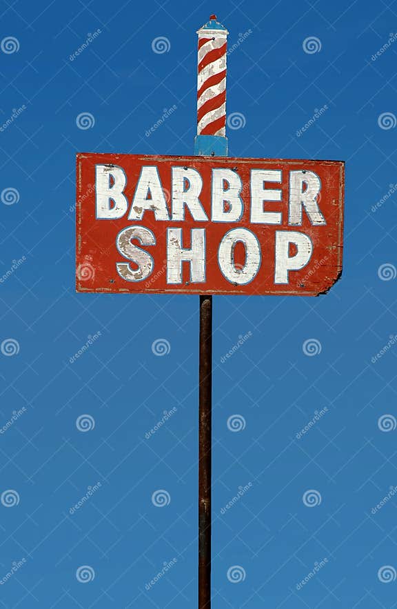 Neglected barber shop sign stock photo. Image of advertising - 1077502