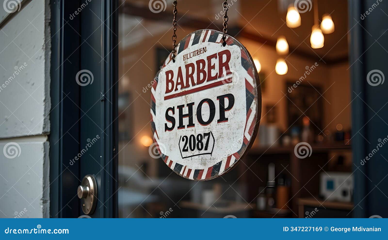 Barber Shop Sign on the Door Stock Illustration - Illustration of ...