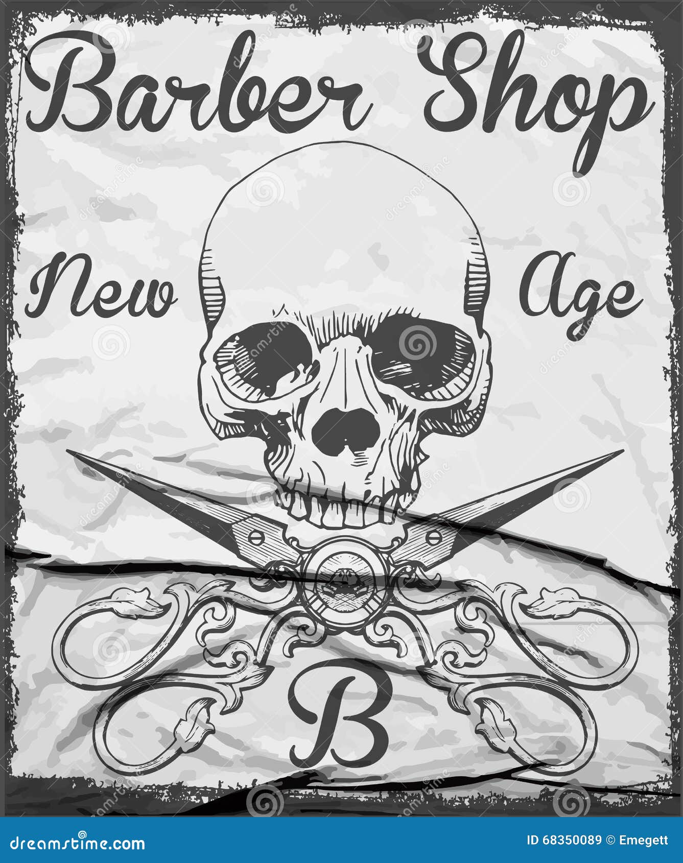 Barber shop skull stock vector. Illustration of bone - 68350089