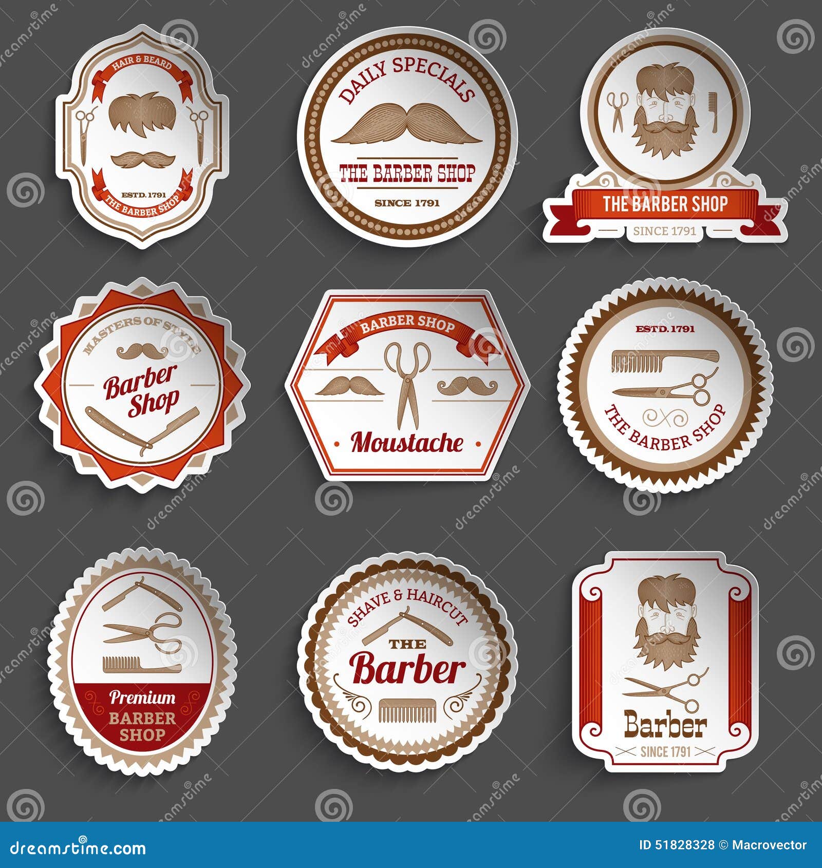 Barber Shop Stickers ilustración del vector. Ilustración de papel ...