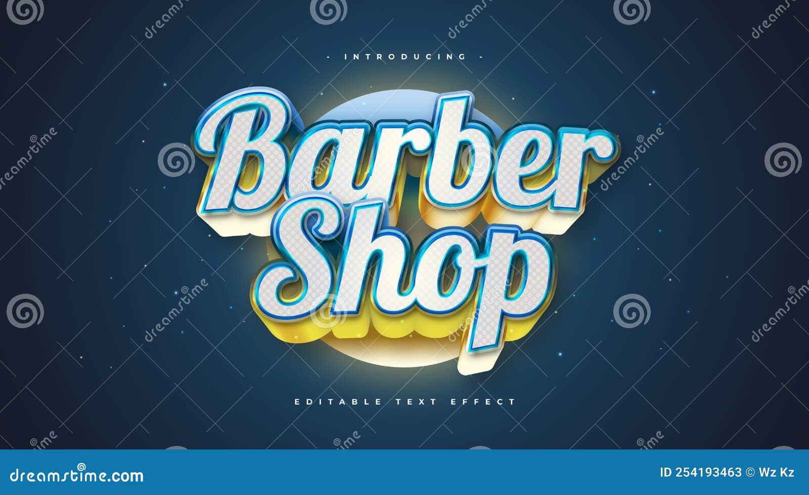 Barber Shop Text in Colorful Style with 3D and Glowing Effect Stock ...