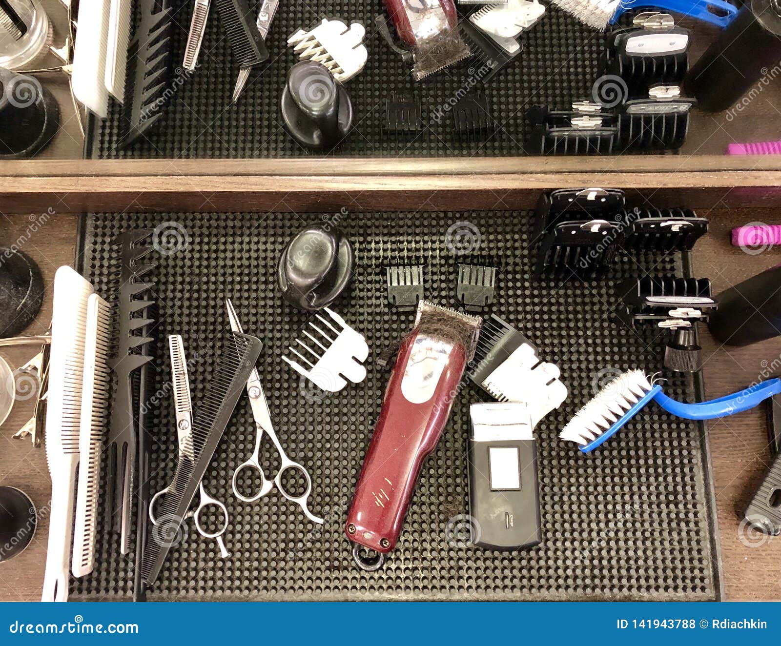 Barber Shop Tools. Desktop with Barber Tools. Stock Photo - Image of ...