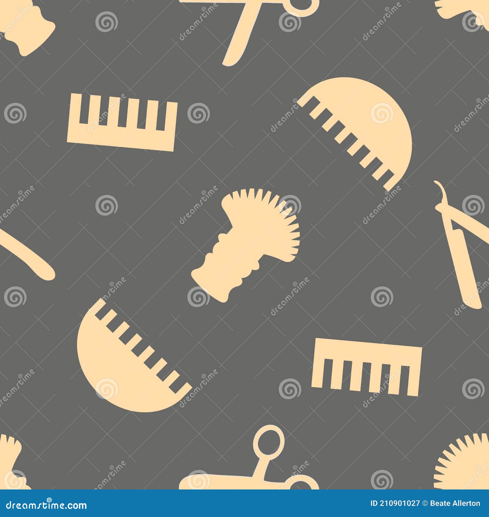 Barber Shop Tools Vector Seamless Pattern Background. Brown Beige ...