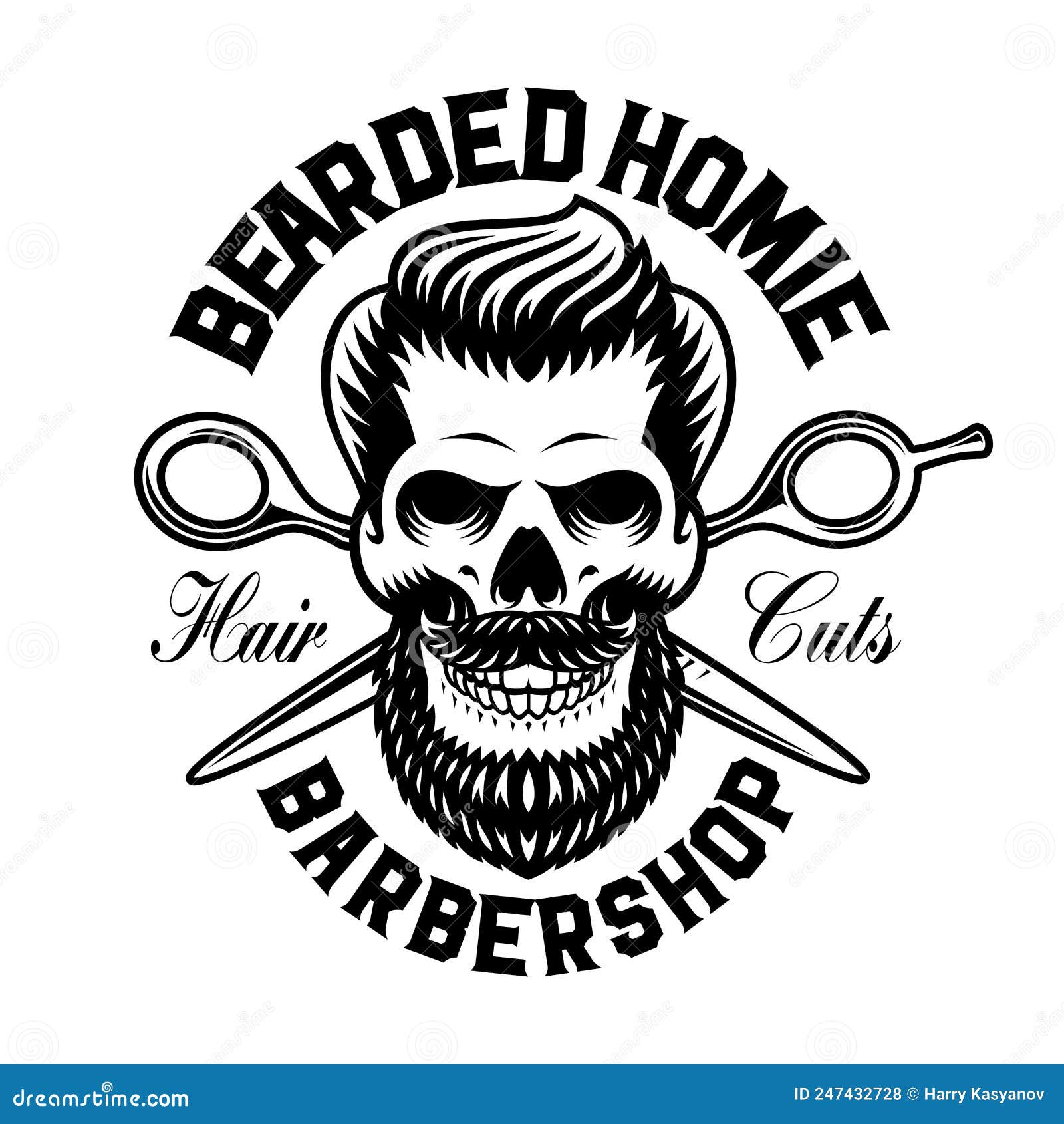 Barber Skull Vector Illustration Stock Illustration - Illustration of ...