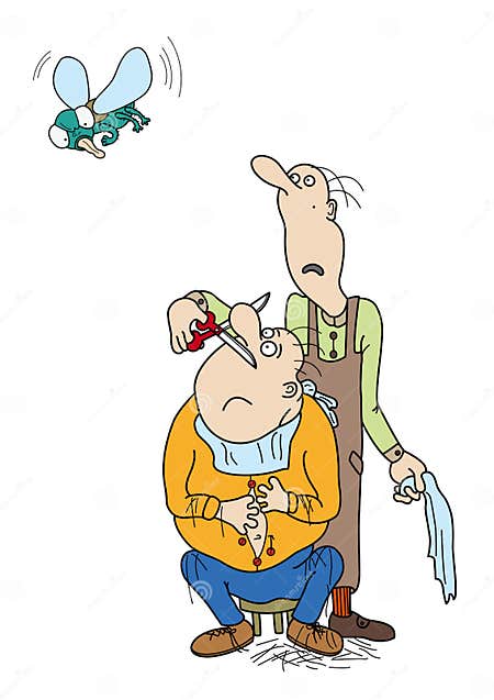 A Barber Staring at the Big Fly Stock Vector - Illustration of gazing ...