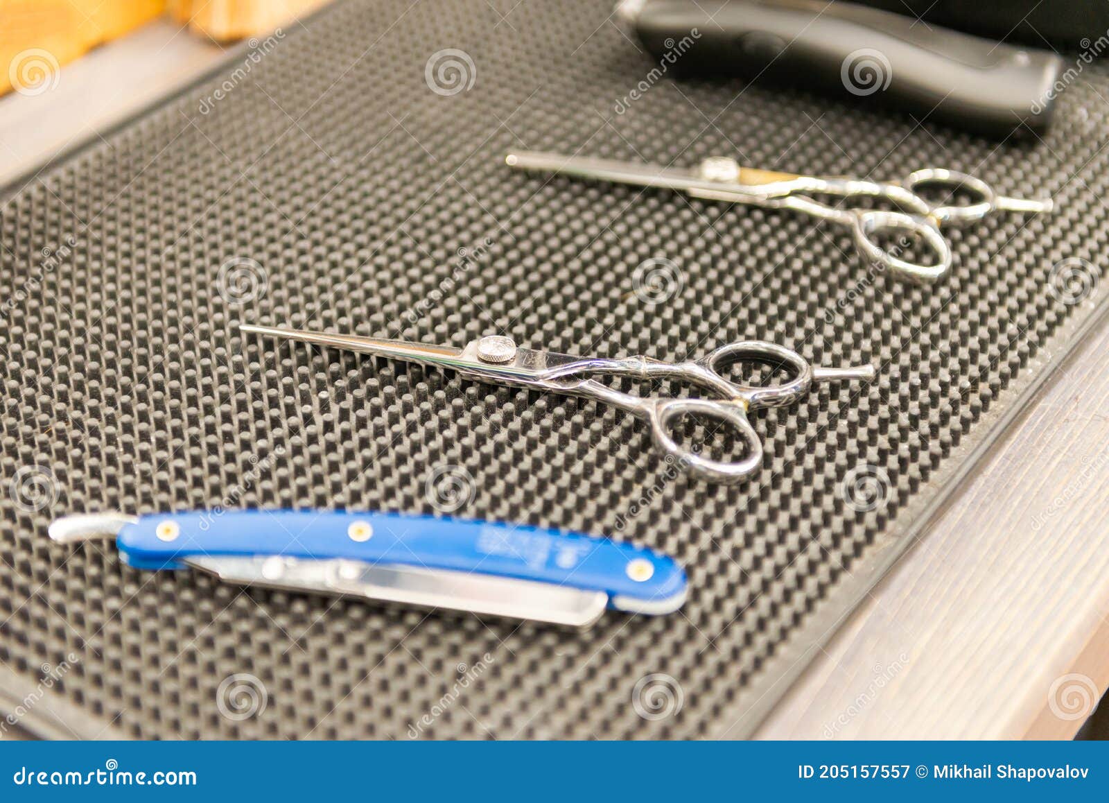 Barber table with tools stock image. Image of create - 205157557