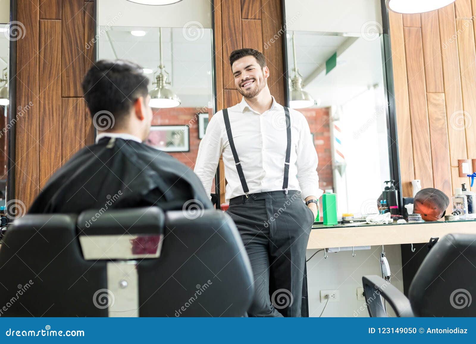 Barber Talking To Customer while Asking about His Preferences Stock ... Barber Talking To Customer while Asking about His Preferences Stock ...