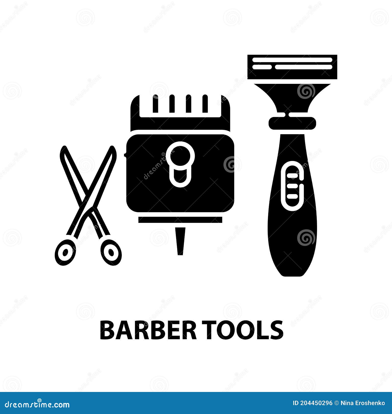 Barber Tools Icon, Black Vector Sign with Editable Strokes, Concept ...
