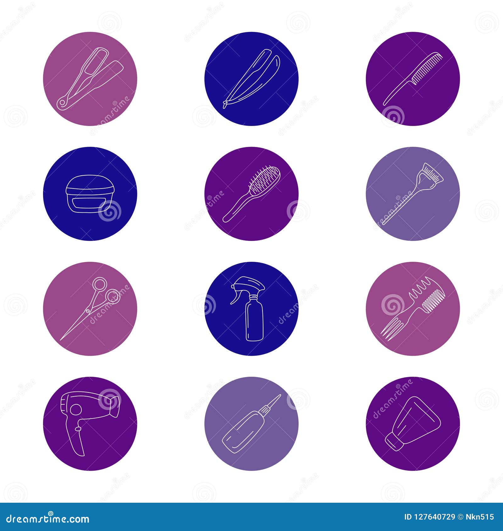 Barber tools icons set stock vector. Illustration of design - 127640729