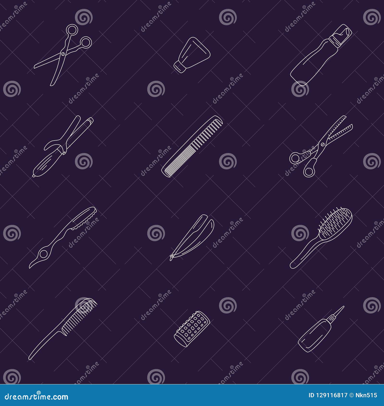 Barber tools icons set stock vector. Illustration of collection - 129116817