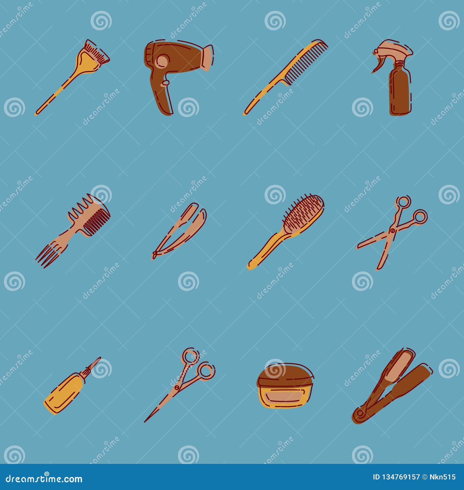 Barber tools icons set stock vector. Illustration of haircut - 134769157