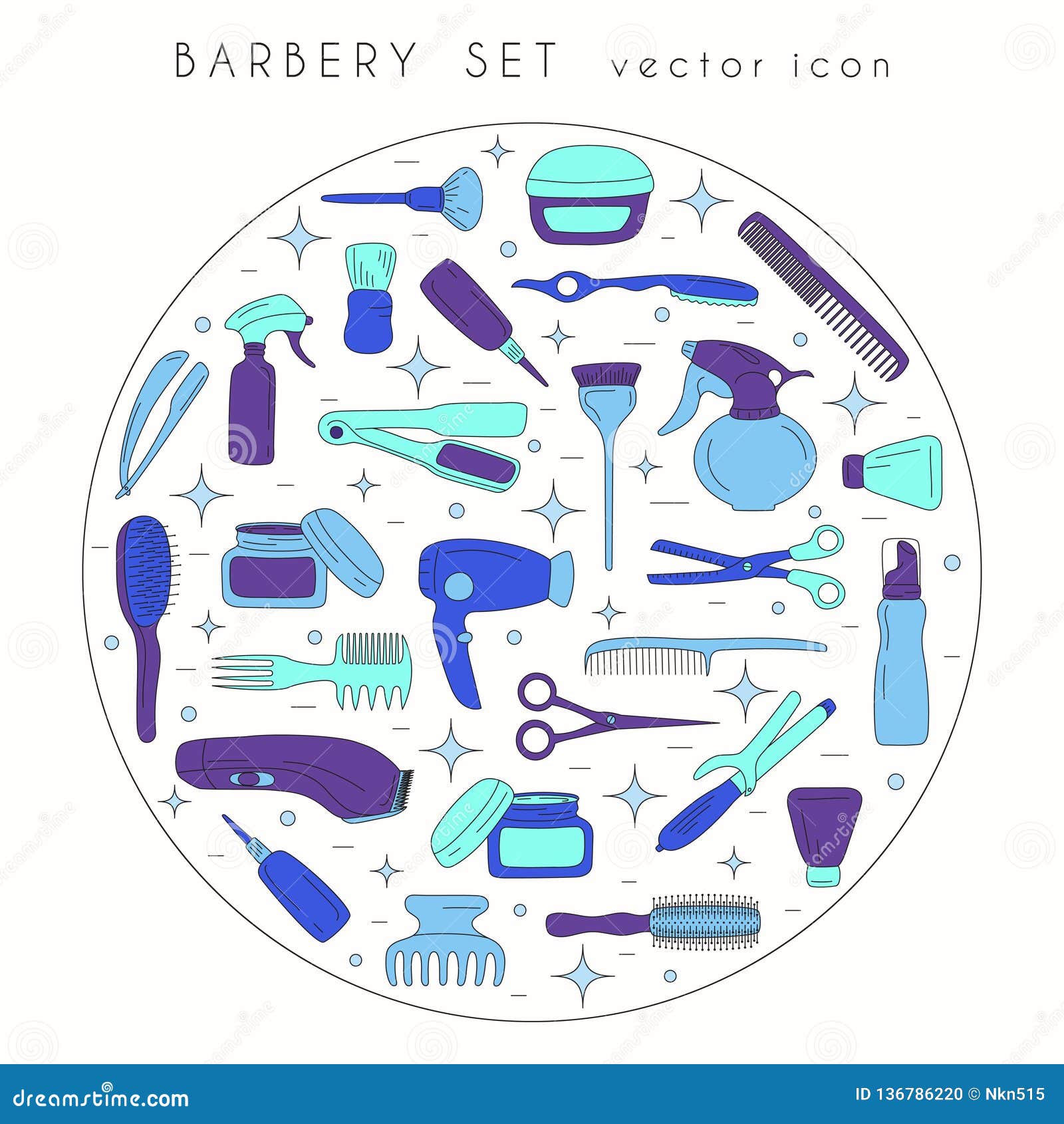 Barber tools icons set stock vector. Illustration of barber - 136786220
