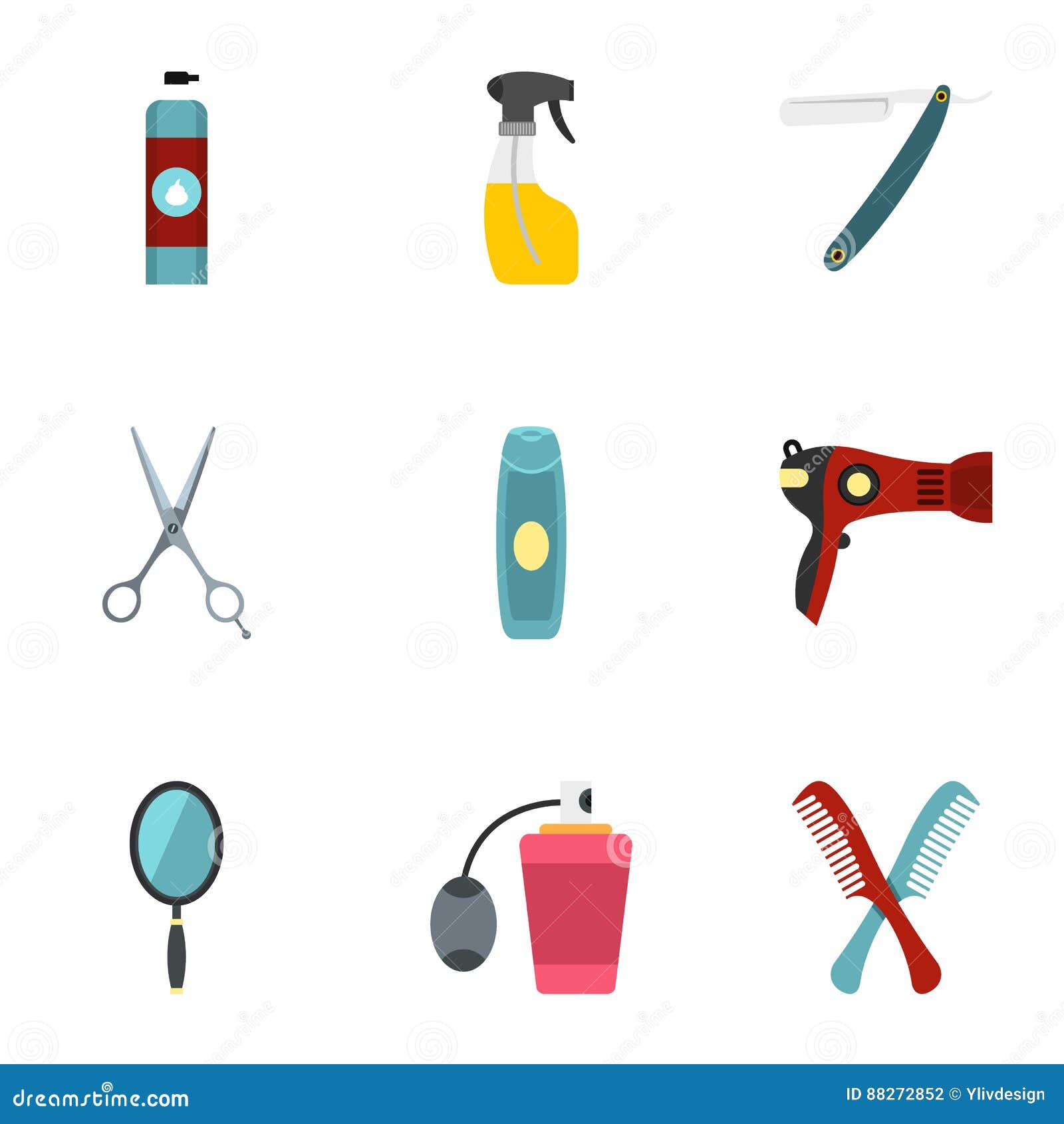 Barber Tools Icons Set, Flat Style Stock Vector - Illustration of ...