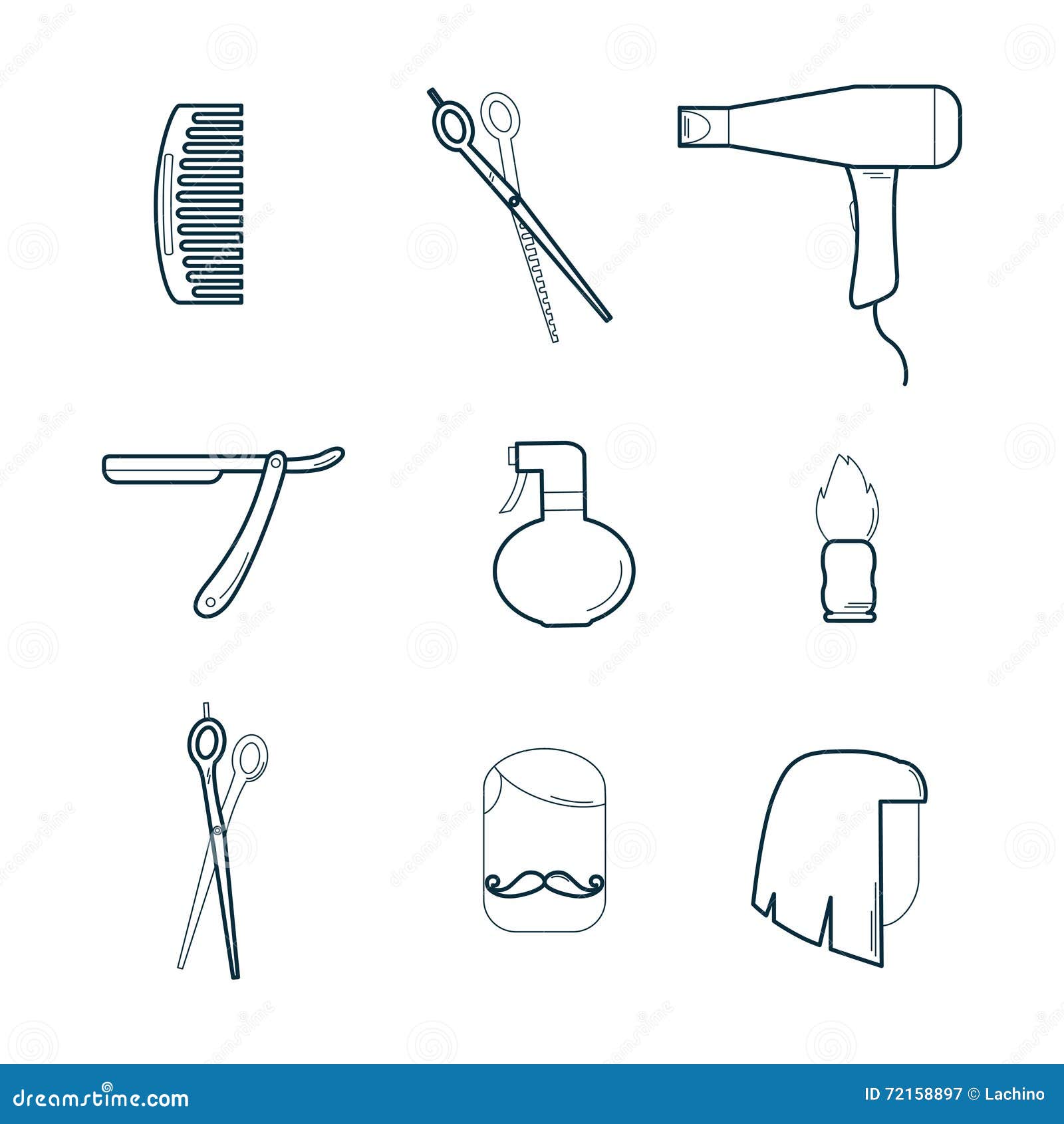Barber Tools Set stock vector. Illustration of outline - 72158897