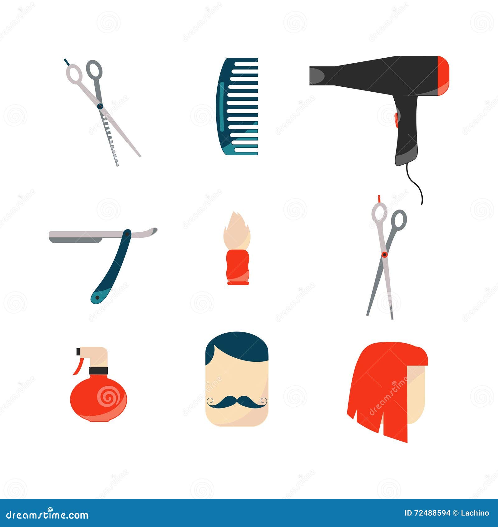 Barber Tools Set stock vector. Illustration of comb, icon - 72488594