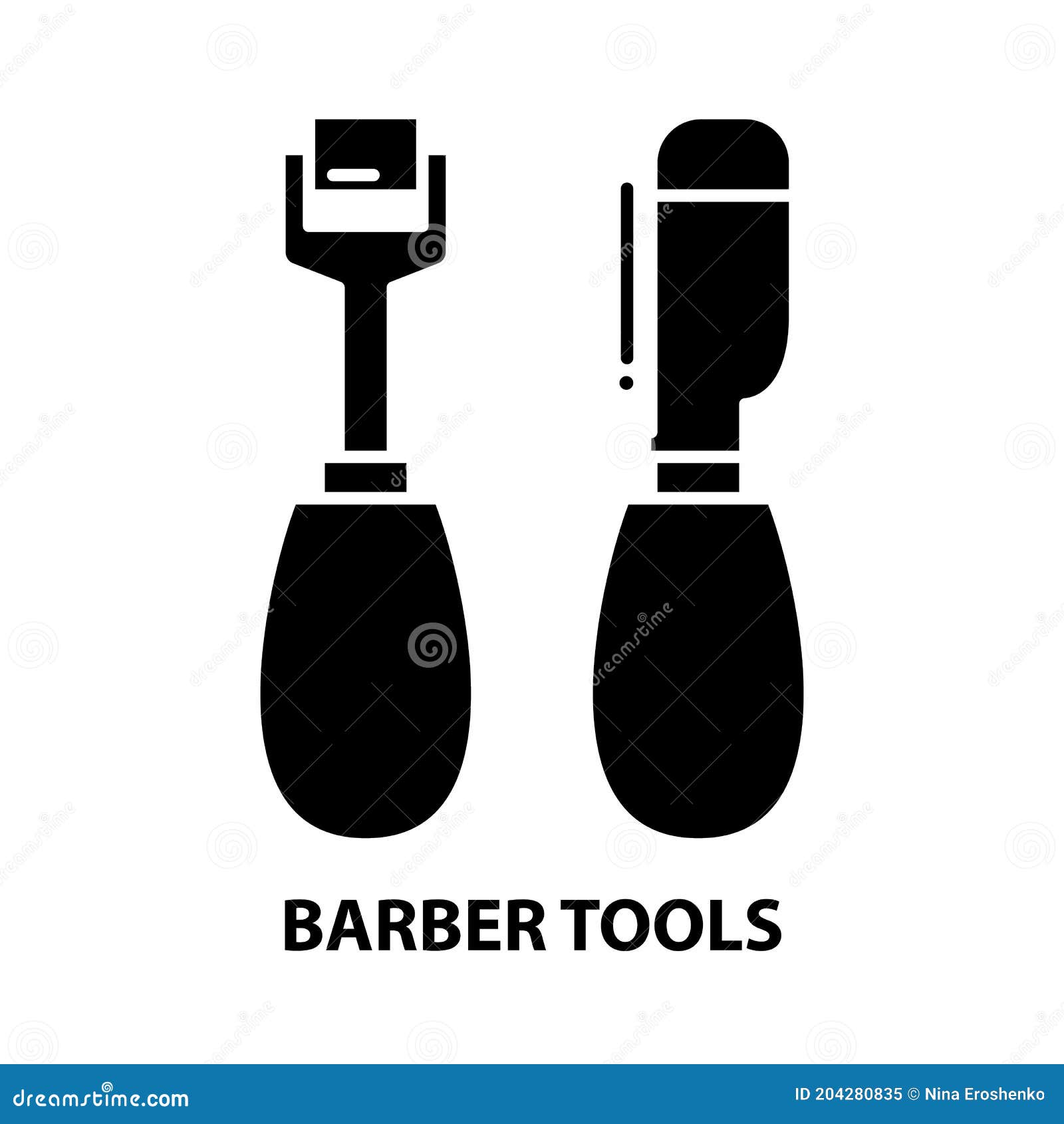 Barber Tools Symbol Icon, Black Vector Sign with Editable Strokes ...