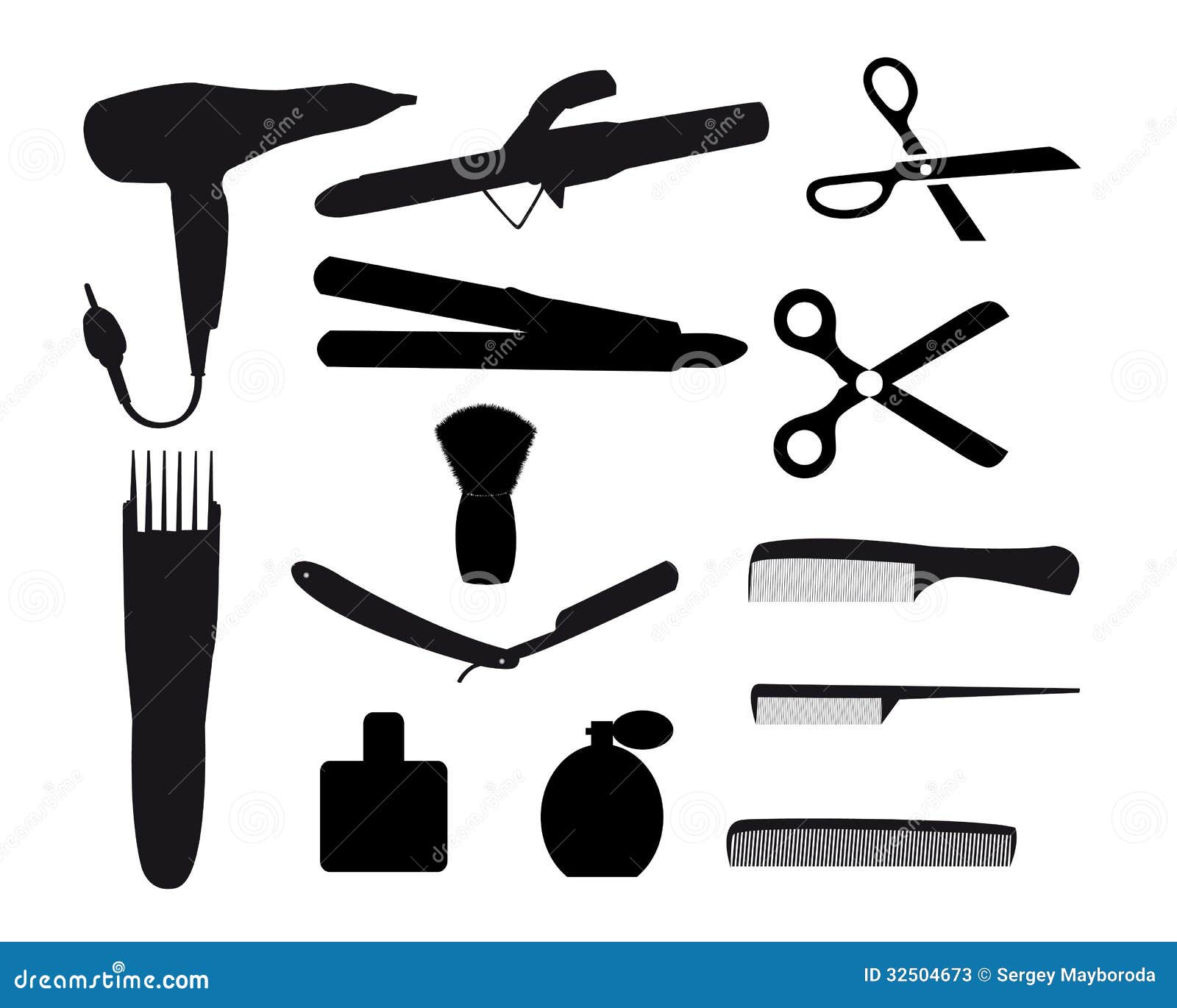 Barber Tools And Haircut Icons Set Vector Illustration | CartoonDealer ...