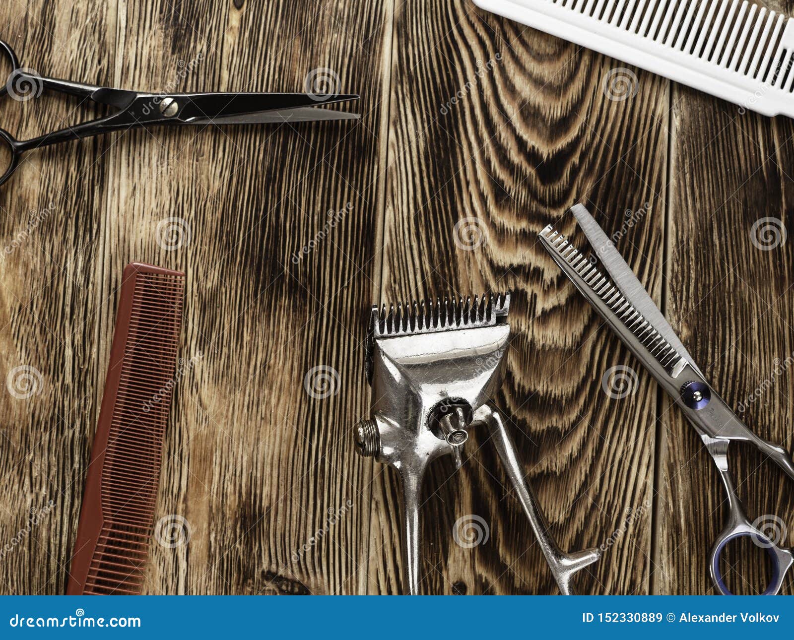 Barber Tools on Wooden Background Stock Image - Image of desk, male ...