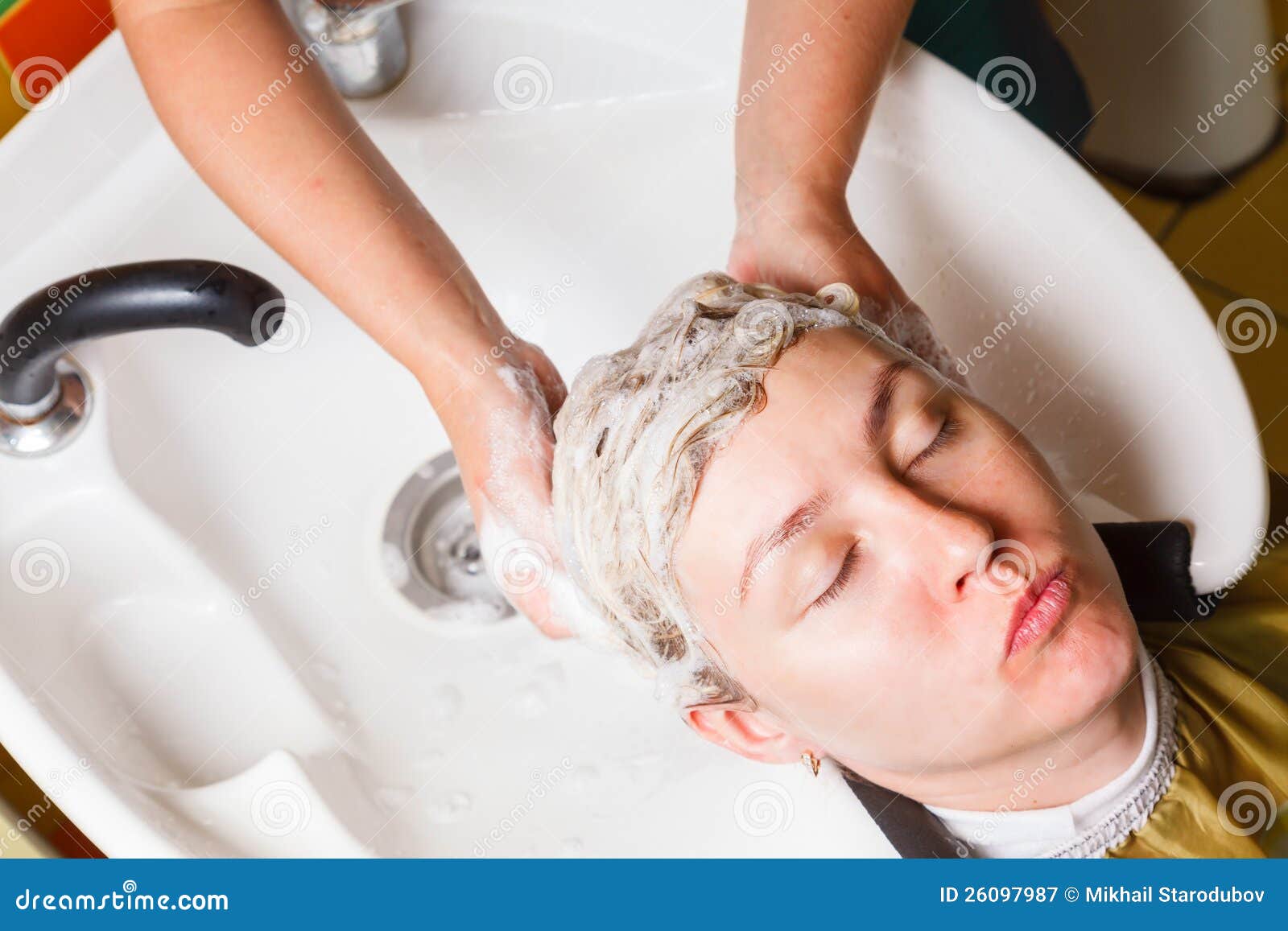 Barber washes his head stock image. Image of equipment - 26097987