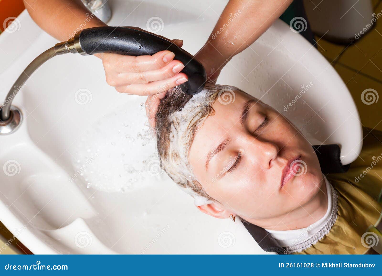 Barber washes his head stock photo. Image of female, beautician - 26161028
