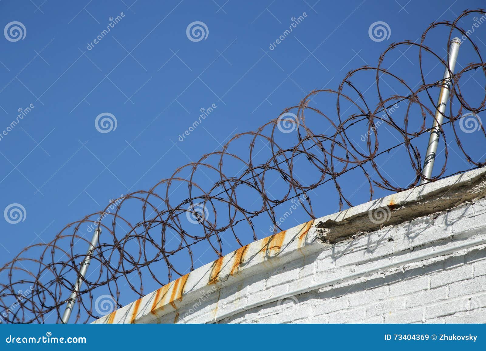 Barber wire fence stock image. Image of searchlight, enclose - 73404369