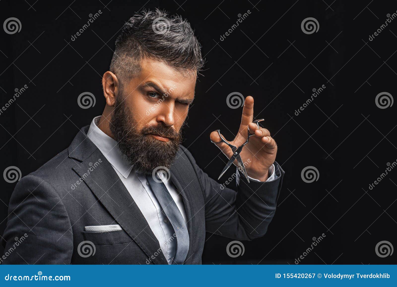 Barbershop Concept. Mature Hipster with Beard. Bearded Man in Formal ... Barbershop Concept. Mature Hipster with Beard. Bearded Man in Formal ...