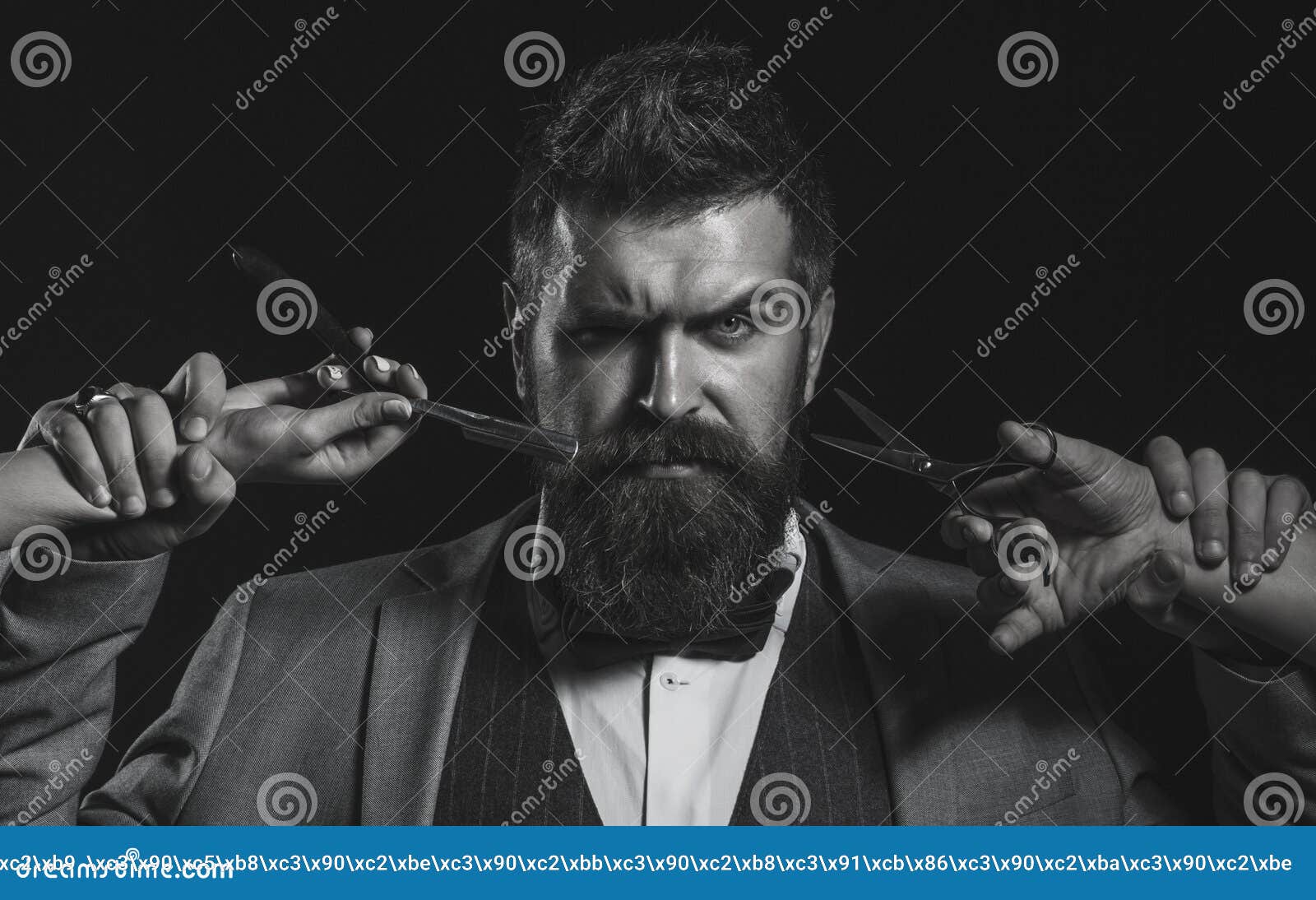 Barbershop Mustache Bearded Man Portrait Of Bearded Hipster Stock