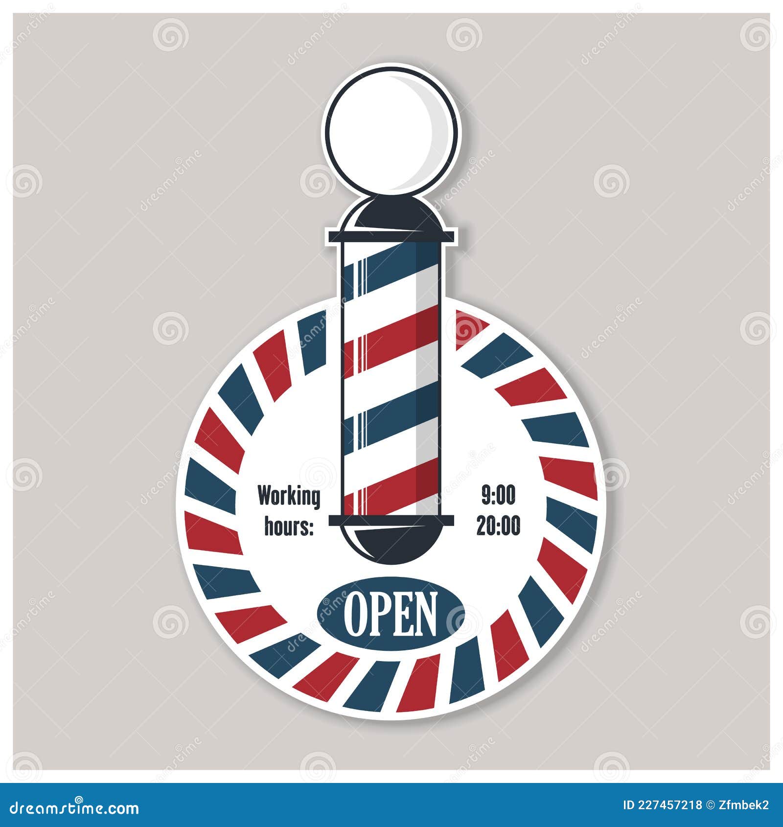 Barbershop Open Sign with Barber Pole. Vector Stock Vector ...
