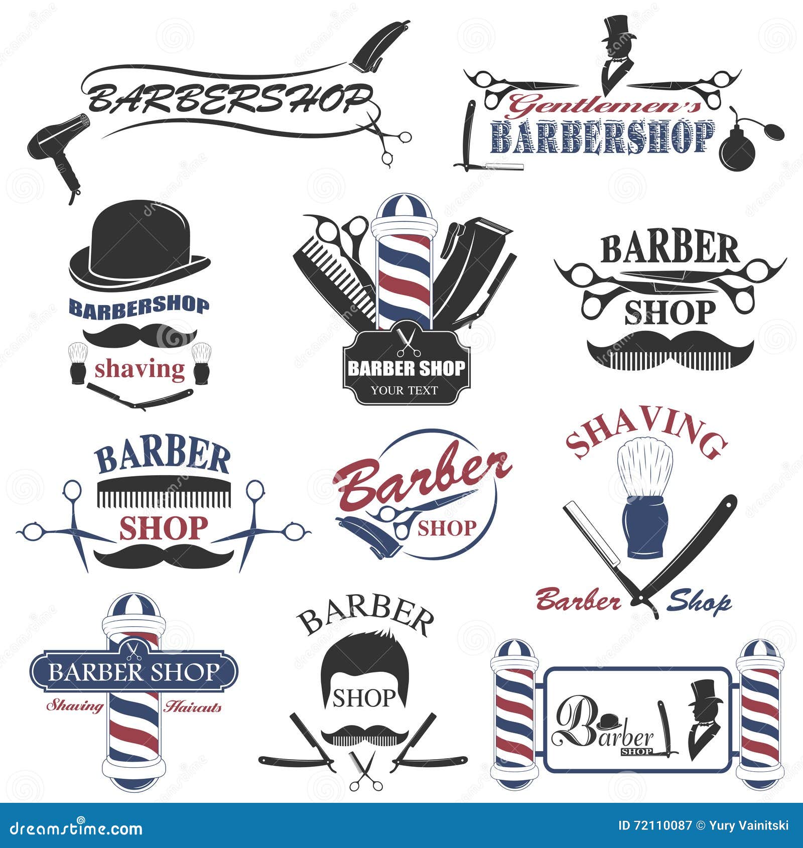 Barbershop tool collection stock vector. Illustration of emblem - 72110087