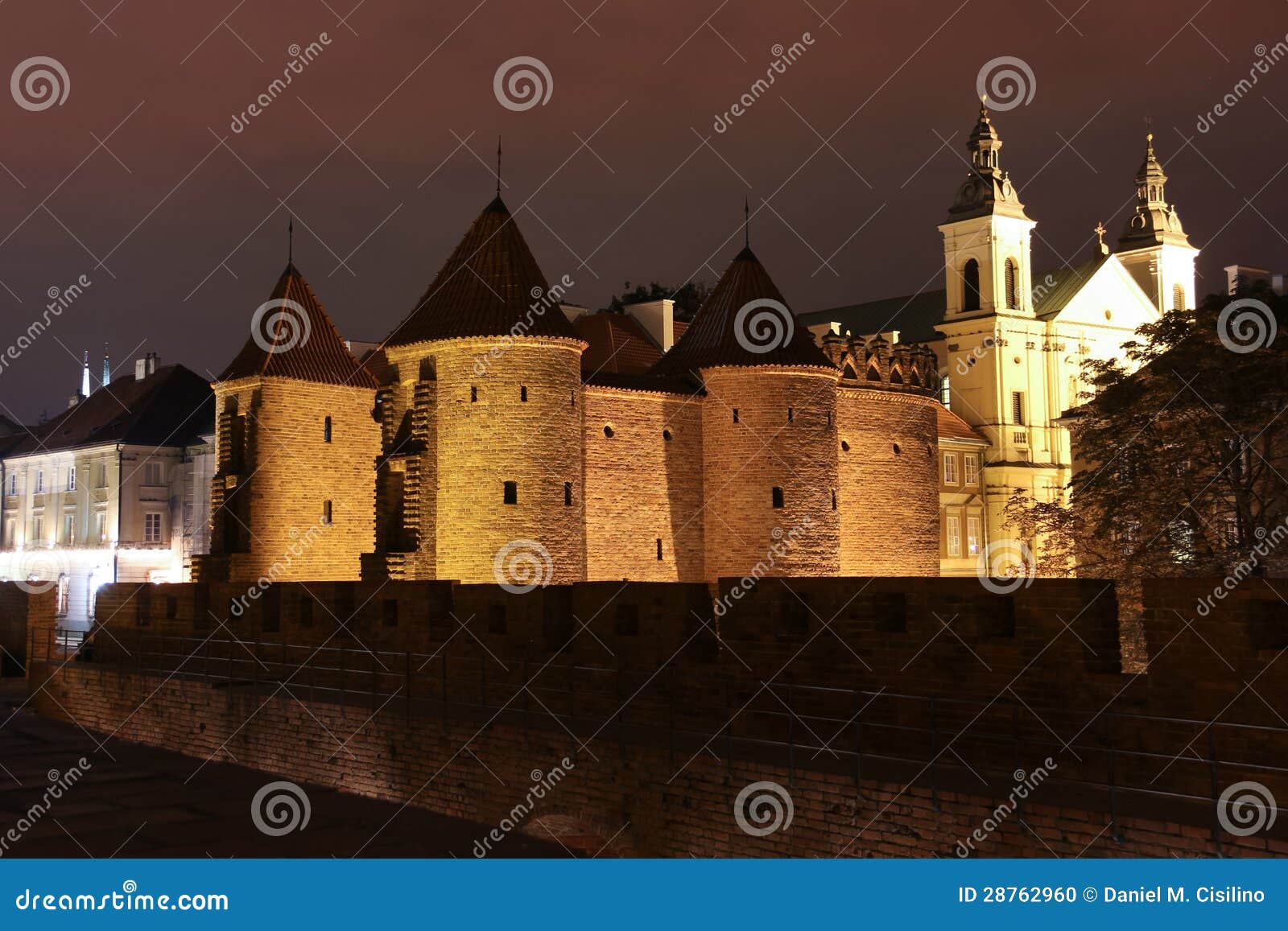 Barbican and Castle Walls. Warsaw. Poland. Stock Photo - Image of ...