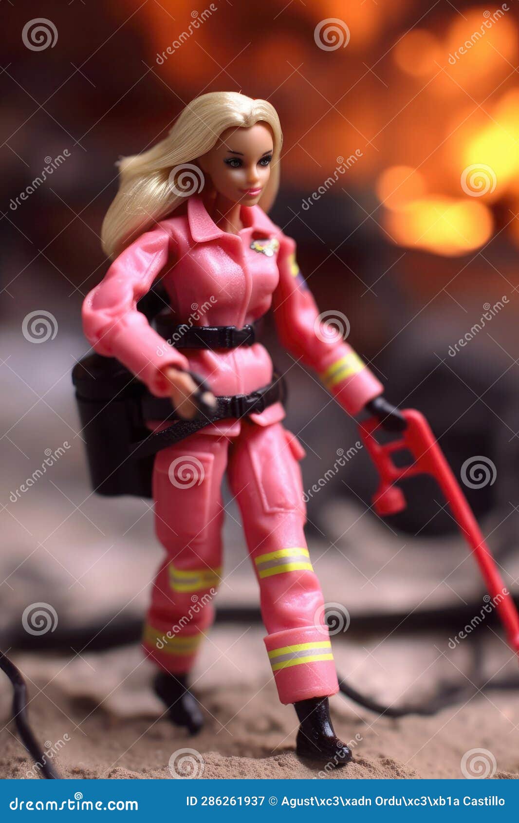 Barbie Doll, Firefighter Putting Out a Fire. Editorial Photography ...