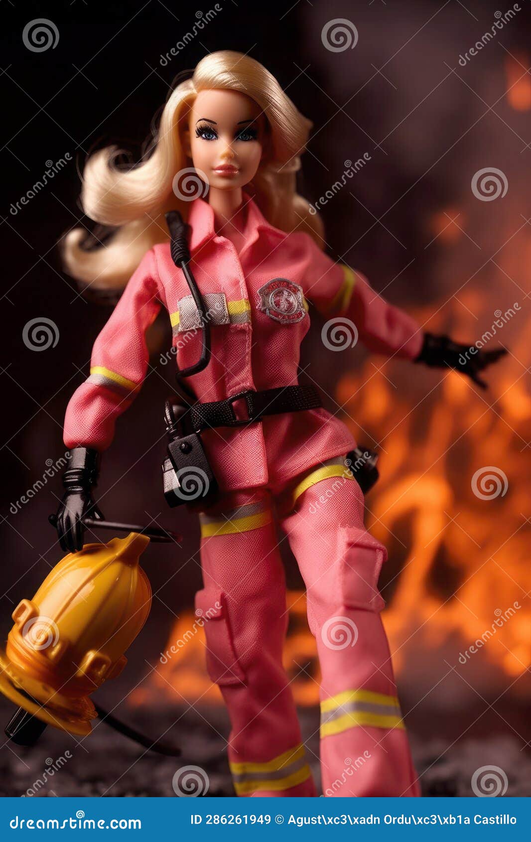 Barbie Doll, Firefighter Putting Out a Fire. Editorial Stock Image ...