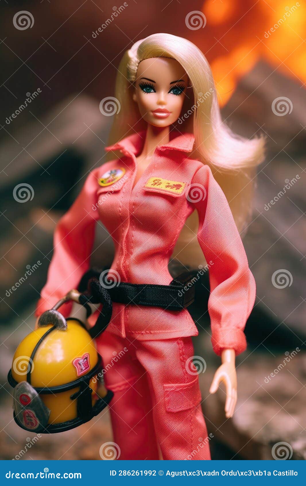 Barbie Doll, Firefighter Putting Out a Fire. Editorial Photography ...