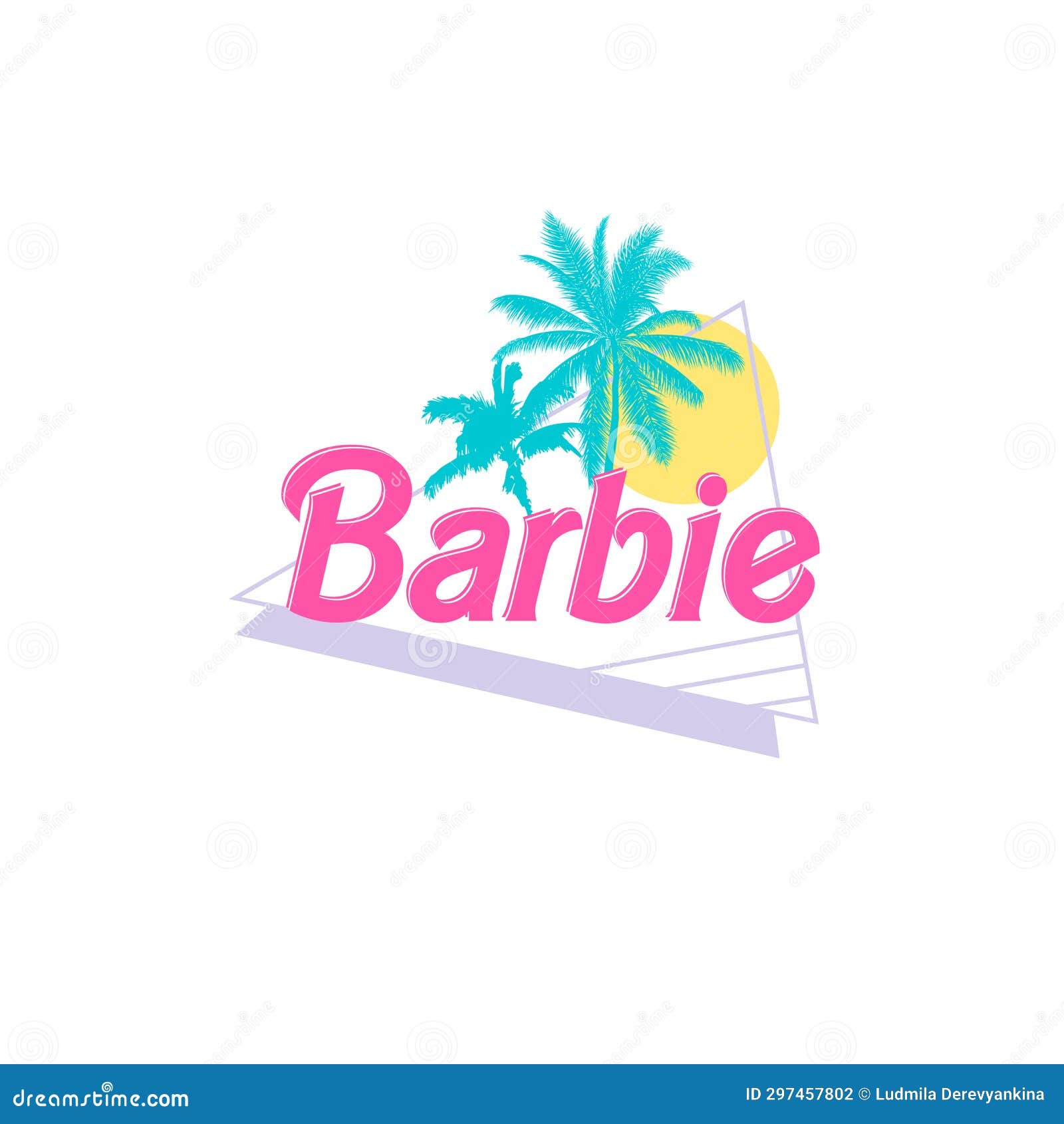 Barbie Slogan with Palms and Sun, Vector Illustration Stock Vector ...